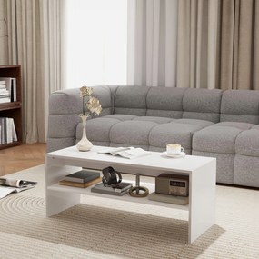 HOMCOM Konferenční stolek Boční stolek s otevřeným úložným prostorem 100x40x41,5 cm Lesklá bílá | Aosom