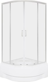 Novoterm Čtvrtkruhový sprchový kout NV-Aruba GL CHR 80 SV, chrom/transparent + hluboká vanička bílá