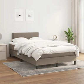 Box Spring Postel S Matrací Textil Taupe Hladké s hřebíky 120 x 200 cm