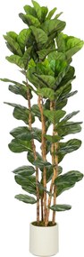 HOMCOM umělý fíkovník (Fiddle Leaf Fig), 180 cm, 91 listů, kmen z masivního dřeva, v květináči — realistická plastová rostlina do obýváku, ložnice, k…