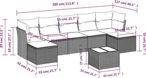 8dílná zahradní sedací souprava s poduškami béžová polyratan 3218039