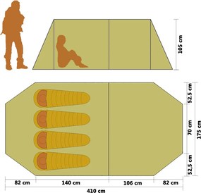 vidaXL Marketos Kempingový stan pro 4 osoby námořnicky modrý / žlutý