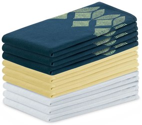 Sada kuchyňských ručníků Letty Stamp - 9 ks modrá/žlutá