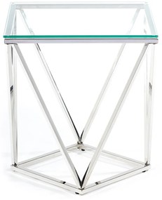 DekorStyle Odkládací stolek Diamanta 50 cm stříbrný