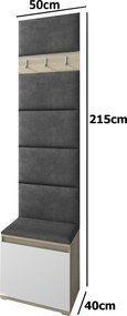 Eka Předsíňová stěna s čalouněnými panely Trinity 7 - Dub Artisan s černou / Tmavá modrá 2331
