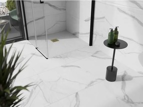 Mexen Stone+ čtvercový kompozitní sprchový kout 90 x 90 cm, bílý, zlatá krytka - 44109090-G