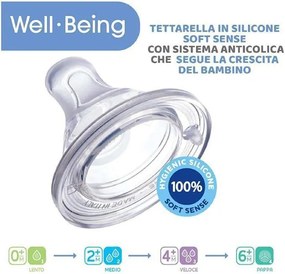 Chicco Láhev kojenecká Well-being silikon 330 ml Kluk