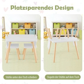 Costway Dětský stůl se 2 židlemi 3 kusy. Kindersitzgruppe mit Massivholzbeine
