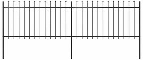 Zahradní plot s kopím nahoře ocelový 337 x 100 cm černý 277612
