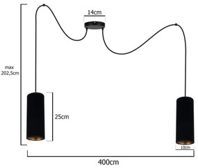 Lustr na lanku AVALO 2xE27/60W/230V pavouk černá
