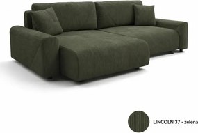 Rozkládací rohová sedačka RIMONA 240x168 - výběr potahové látky pravý roh Lincoln 37 - zelená