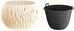 Prosperplast Květináč s vkladem SANDY BOWL krémový 14,4 cm