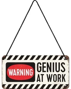 Plechová cedule Warning! Genius at Work, ( x  cm)
