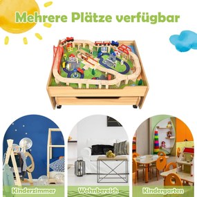 Costway Dřevěný dětský železniční vláček Dřevěný vláček Set Activity Table