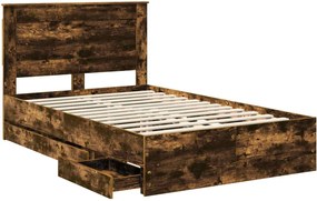 Rám postele s čelo Kouřový dub 135 x 190 cm Inženýrské dřevo 3410185