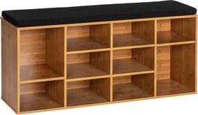 Botník se sedákem z černé látky LOFT, hnědá, Wenko