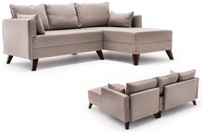 Hanah Home Dvoumístná pohovka BELLA krémová pravá 205 cm s taburetem 825BLC1511
