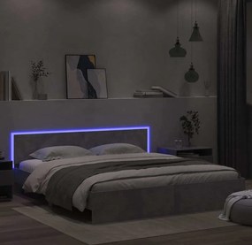 vidaXL Rám postele s čelem a LED osvětlením 200 x 200 cm [3207587] Barva: Betonová šedá