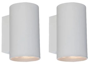 Sada 2 moderních nástěnných svítidel kulaté bílé - Sandy