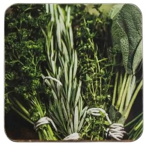6ks pevné korkové podtácky bylinky Herbs - 10*10*0,4cm