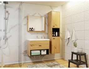 Koupelnový nábytek Olier I, Barva: bílý / bílý + dub artisan, Sifon k umyvadlu: ano, Umyvadlo: ano, Baterie: bez baterie