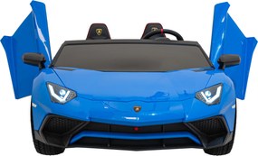Ramiz Elektrické auto Lamborghini Aventador SV pro 2 děti Modré + Bezkartáčový motor + Nafukovací kola + LED audio