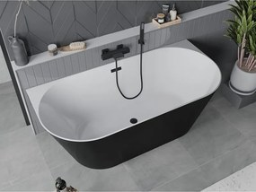 Mexen Oval Slim volně stojící vana k přisazení ke stěně 170 x 80 cm, bílá/černá, přepad černý - 52661708075-70