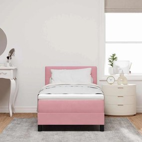 Postel s boxspringem s čelo Růžová 100 x 200 cm samet 3339157