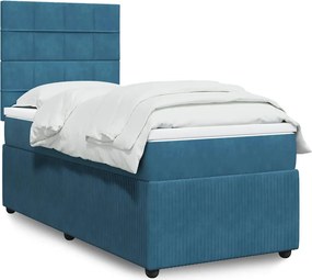 Box spring postel s matrací modrá 100 x 200 cm samet 3294566