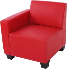 Modulární levý boční panel, křeslo s područkou Lyon, imitace kůže ~ červená
