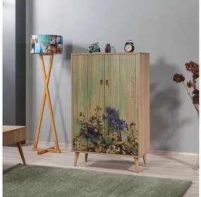 Dřevěná skříň Ananias Flower, výška 127 cm