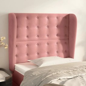 Čelo postele typu ušák růžové 93 x 23 x 118/128 cm samet 3118431