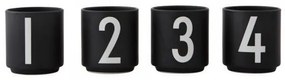 DESIGN LETTERS Hrnečky na espresso 1234 Black 100 ml - set 4 ks, černá barva, porcelán