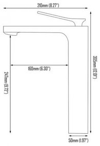 Rea Sonic, vysoká umyvadlová baterie h-305, černá matná, BAT-09854