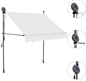 vidaXL Marketos Ručně zatahovací markýza s LED světlem 200 cm krémová