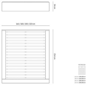 Krémová čalouněná dvoulůžková postel s úložným prostorem s roštem 180x200 cm Simon – Micadoni