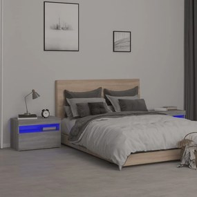 Noční stolky 2 ks s LED osvětlením šedé sonoma 60 x 35 x 40 cm 3152829