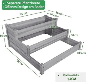 Vyvýšený záhon Yaheetech – šedá, 120 cm (délka) × 120 cm (šířka) × 56 cm (výška) (257320264207)