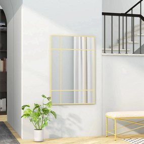 HOMCOM Obdélníkové Nástěnné Zrcadlo 90x60 cm se Zlatým Kovovým Rámem - Dekorativní Zrcadlo do Obývacího Pokoje, Ložnice a Předsíně