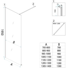 Bezrámová sprchová zástěna REA FLEXI TITAN 80 cm, titan kartáčovaný/transparent - bez vaničky