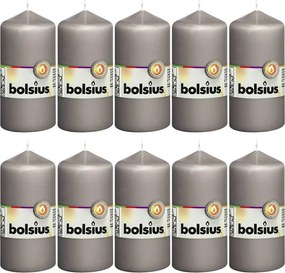 Bolsius Válcové svíčky 10 ks 120 x 58 mm [428077] Barva: Šedá