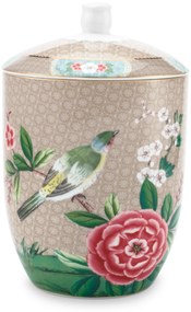 Pip Studio Blushing Birds skladovací dóza 1,5l, khaki (skladovací dóza 1500ml)