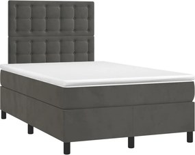 Box spring postel s matrací a LED tmavě šedá 120 x 190 cm samet 3270336