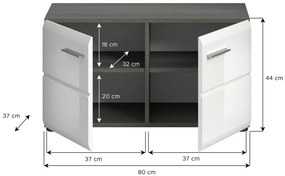 Předsíňová sestava Salsa (3-dílná), šedý dub/bílá lesk