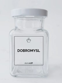 Samolepka na kořenky DOBROMYSL průhledná 5 × 5 cm tučné písmo