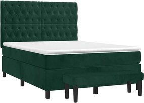 Box spring postel s matrací tmavě zelená 140x200 cm samet 3138028