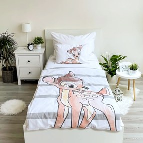 Jerry Fabrics Dětské povlečení do postýlky BAMBI STRIPE BABY, bílé, bavlna hladká, 100x135cm + 40x60cm