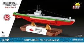 COBI 4863 ORP Sokół Ponorka II WW / Stavebnice / 1:300 / 142 kostek /