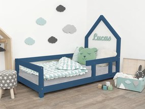 Benlemi Dětská postel domeček POPPI s bočnicí vpravo Barva: Námořnická modrá, Rozměr: 90 x 200 cm