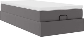 Osmanský rám postele s matrací šedá 80x200cm umělá kůže 3311009